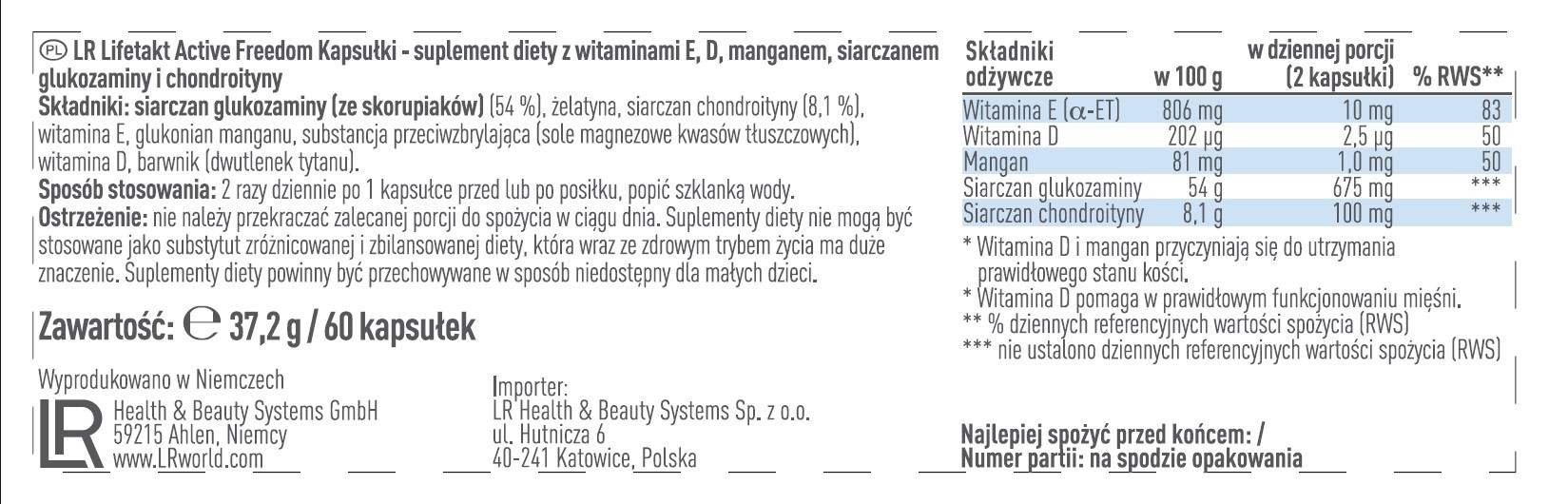 LR LIFETAKT Freedom Active LR Kapsułki dla Twoich stawów ...